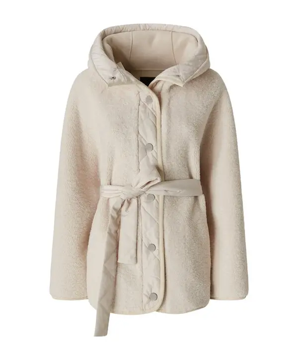 Pinko Belted Hooded Coat - White