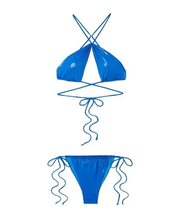 Attico Lace-up Metallic Bikini - Blue