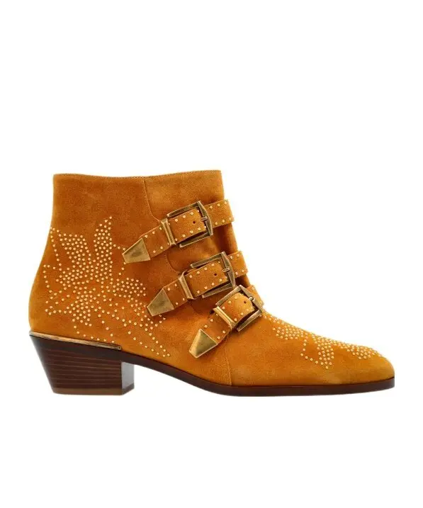 Chloé Susan Stud Detailed Buckled Boots - Brown