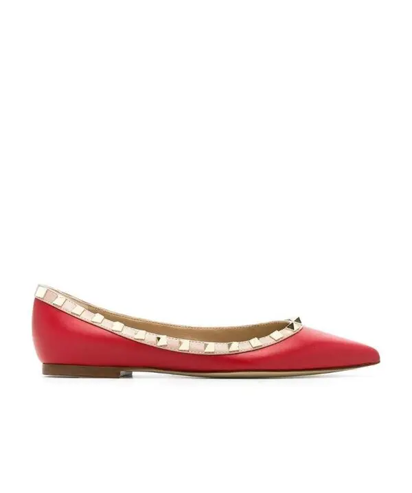 Valentino Garavani Rockstud Ballerina Flats - Red