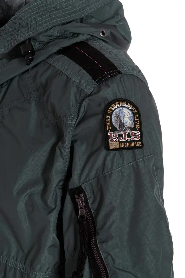 PARAJUMPERS Hooded Long-sleeved Jacket With Logo Patches - Black