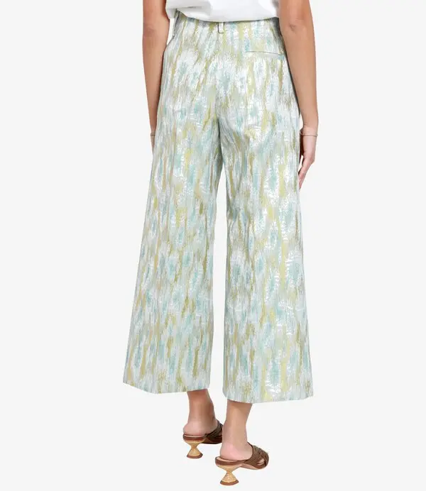 Erika Cavallini Wide-leg Cropped Trousers With Belt Ring And All-over Print
