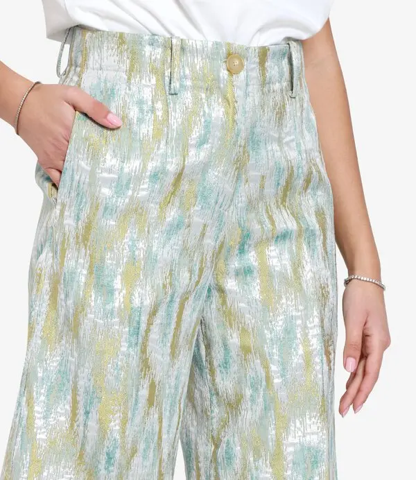 Erika Cavallini Wide-leg Cropped Trousers With Belt Ring And All-over Print