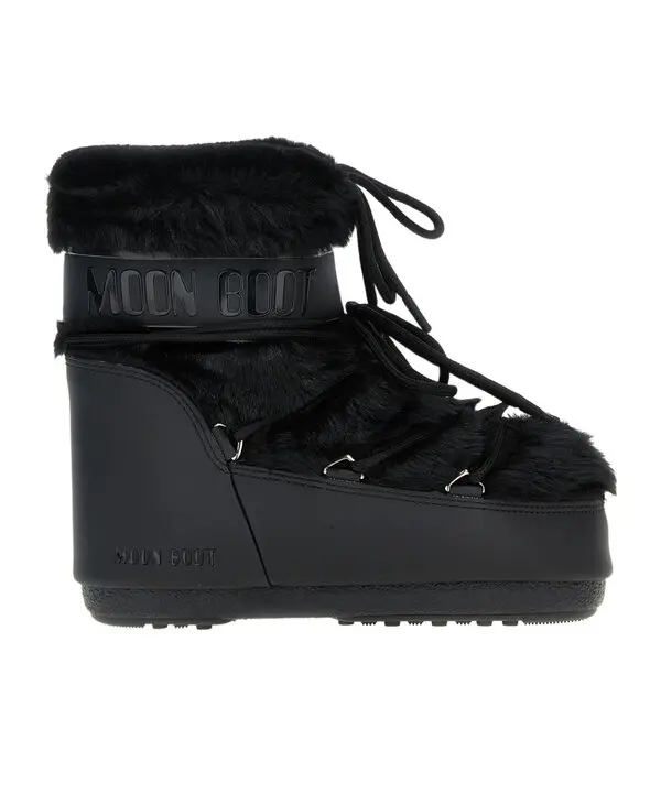 Moon Boot Icon Low Faux-fur Lace-up Boots - Black