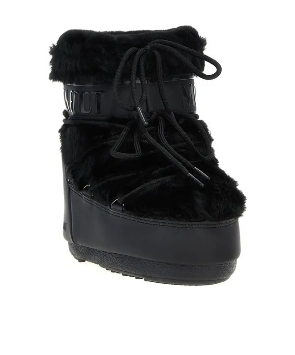 Moon Boot Icon Low Faux-fur Lace-up Boots - Black