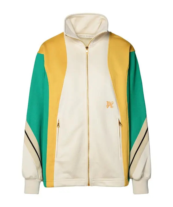 Palm Angels Monogram Embroidered Zipped Sweatshirt - White