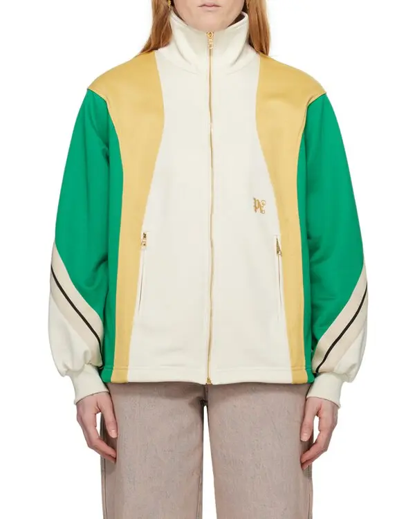 Palm Angels Monogram Embroidered Zipped Sweatshirt - White