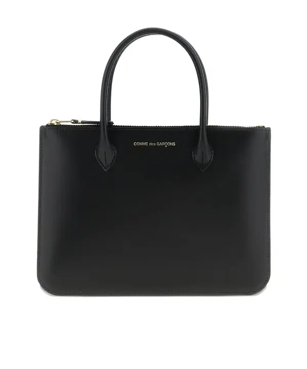 Comme Des Garçons Logo Printed Top Handle Bag - Black