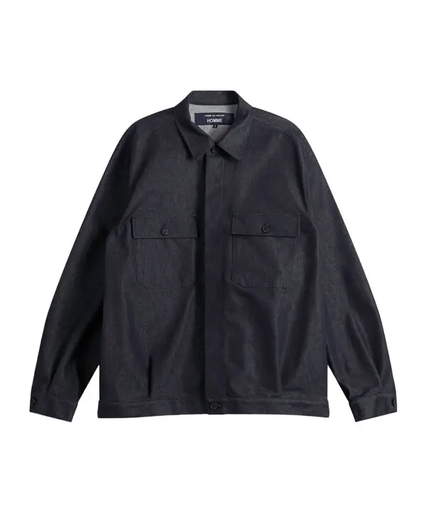 Comme Des Garçons Long-sleeved Collared Jacket With Flap Pockets - Navy