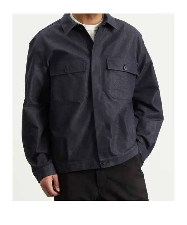 Comme Des Garçons Long-sleeved Collared Jacket With Flap Pockets - Navy