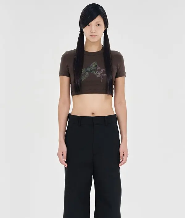 We11Done Pattern Printed Cropped T-shirt