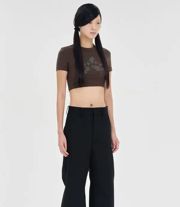We11Done Pattern Printed Cropped T-shirt