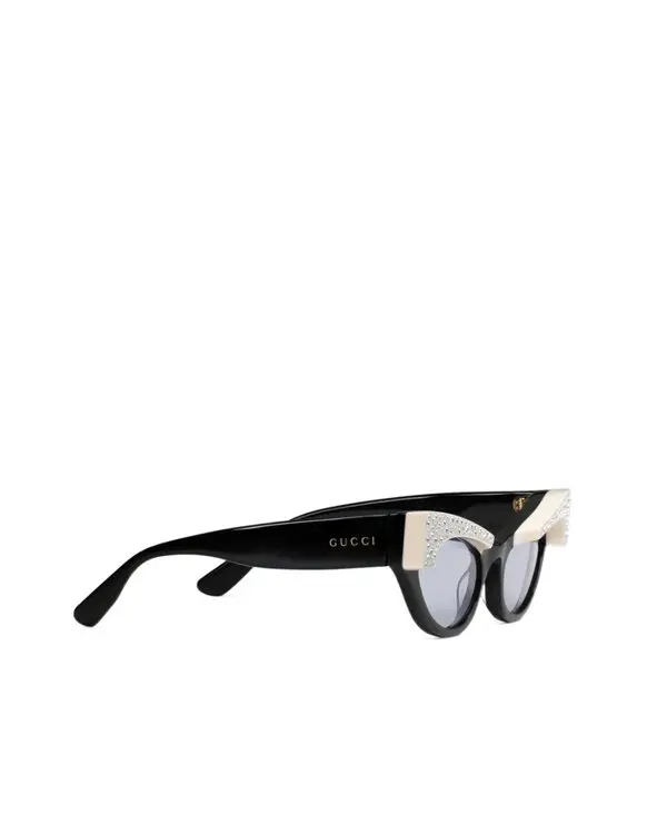 Gucci Cat-eye Frame Sunglasses With Crystal Trim - Blue