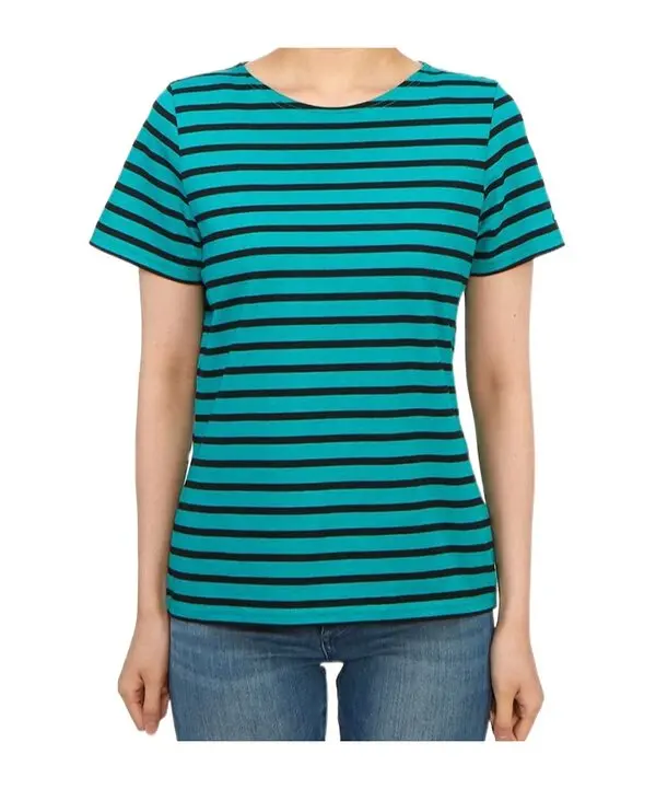 Saint James Striped Crew Neck Short Sleeve T-shirt - Green