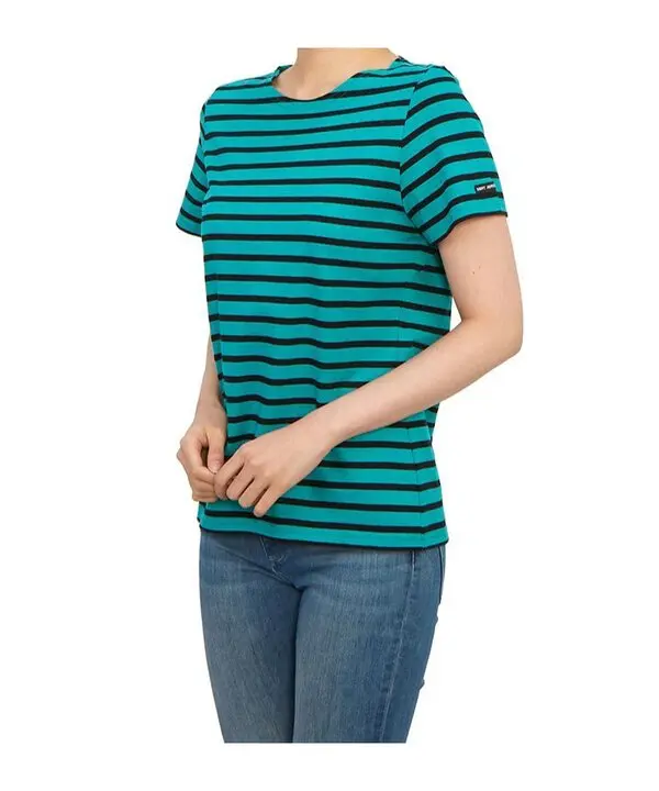 Saint James Striped Crew Neck Short Sleeve T-shirt - Green