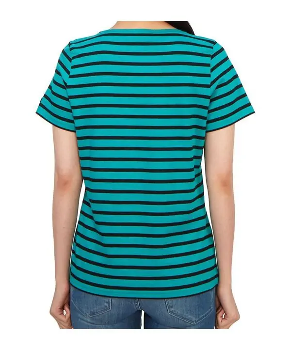 Saint James Striped Crew Neck Short Sleeve T-shirt - Green