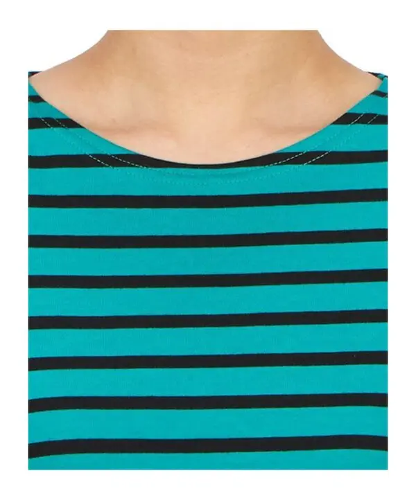 Saint James Striped Crew Neck Short Sleeve T-shirt - Green