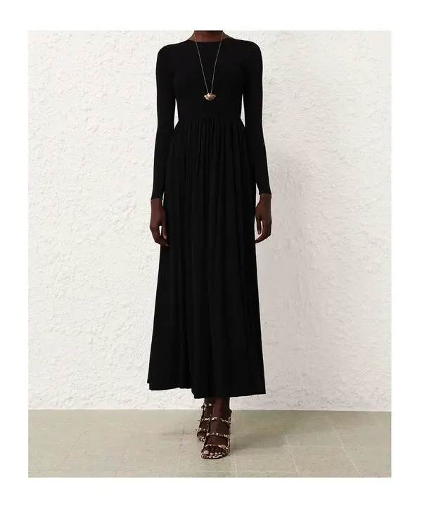 Zimmermann Long-sleeved Maxi Dress With Pleated Skirt