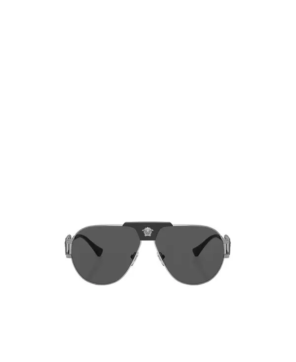 Versace Aviator Frame Sunglasses With Logo Detail - Black