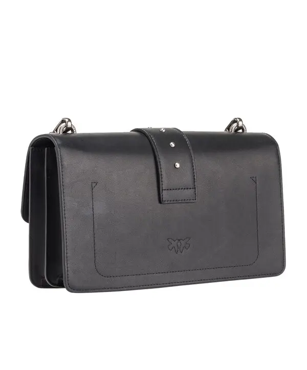 Pinko Logo Plaque Chain Linked Crossbody Bag - Black
