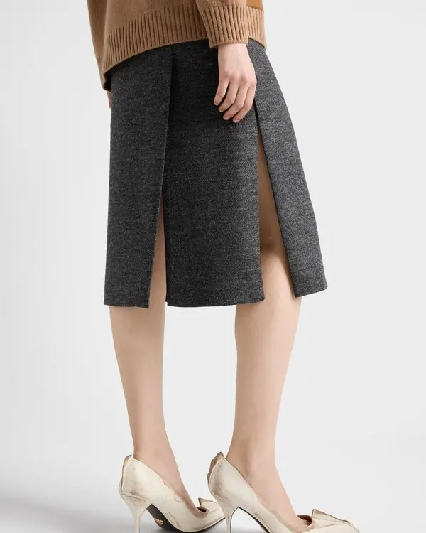 Prada Midi Pencil Skirt With Side Slits