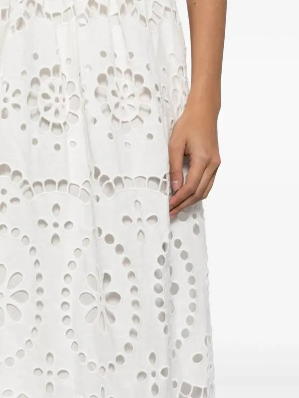 Zimmermann Lexi Embroidered Linen Midi Skirt - White