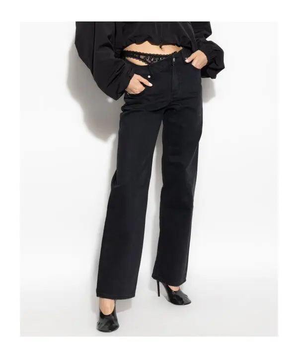Alexander Wang Dip Side Lace Undie Jeans - Black