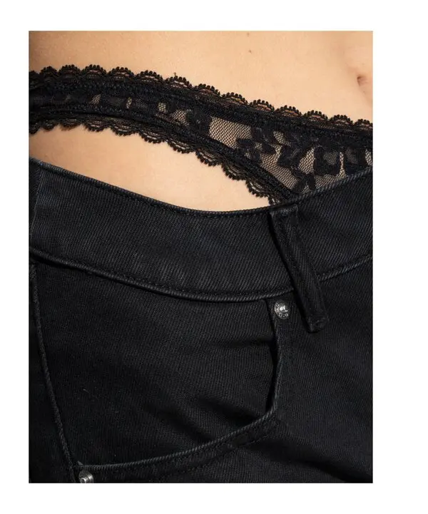 Alexander Wang Dip Side Lace Undie Jeans - Black