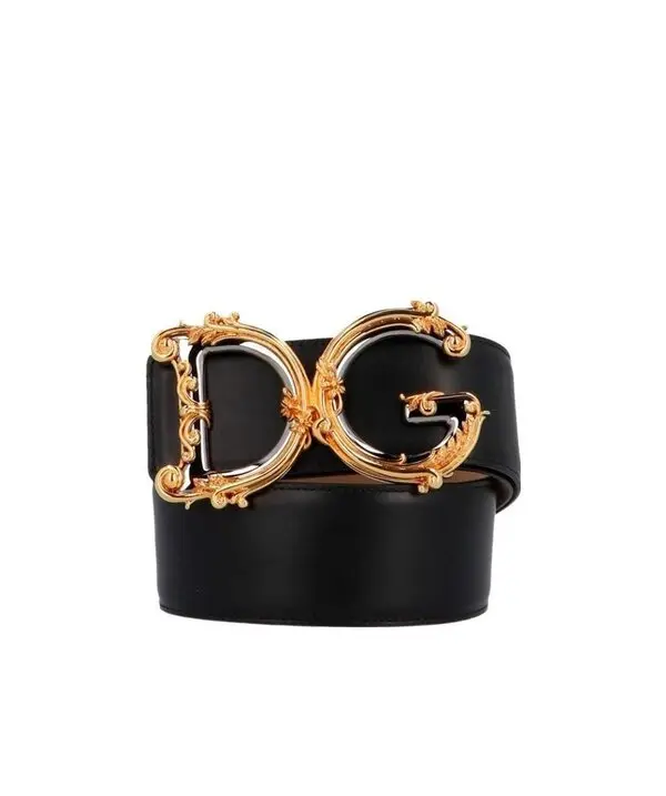Dolce & Gabbana Baroque Dg Logo Belt - Black