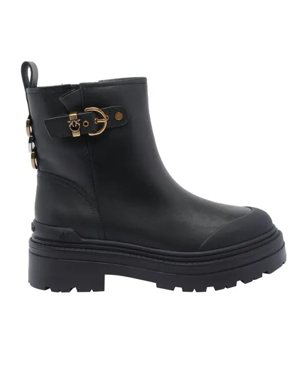Pinko Buckled Side Zip Boots - Black