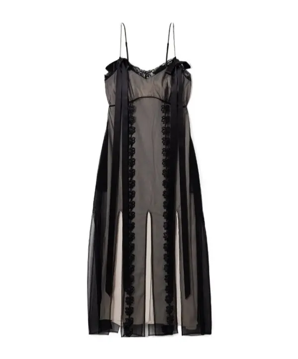 Simone Rocha Lace-trimmed Chiffon Midi Dress