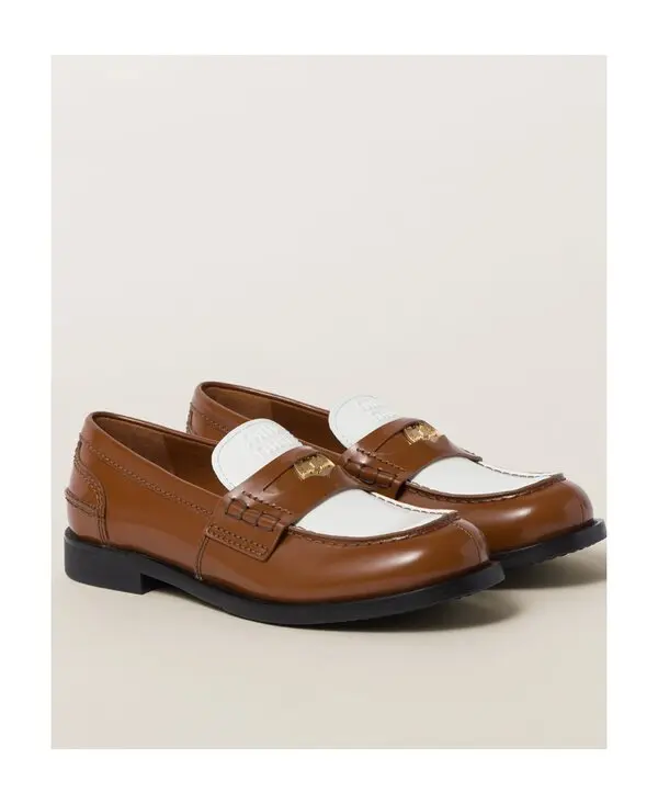 Miu Miu Leather Penny Loafers - Brown
