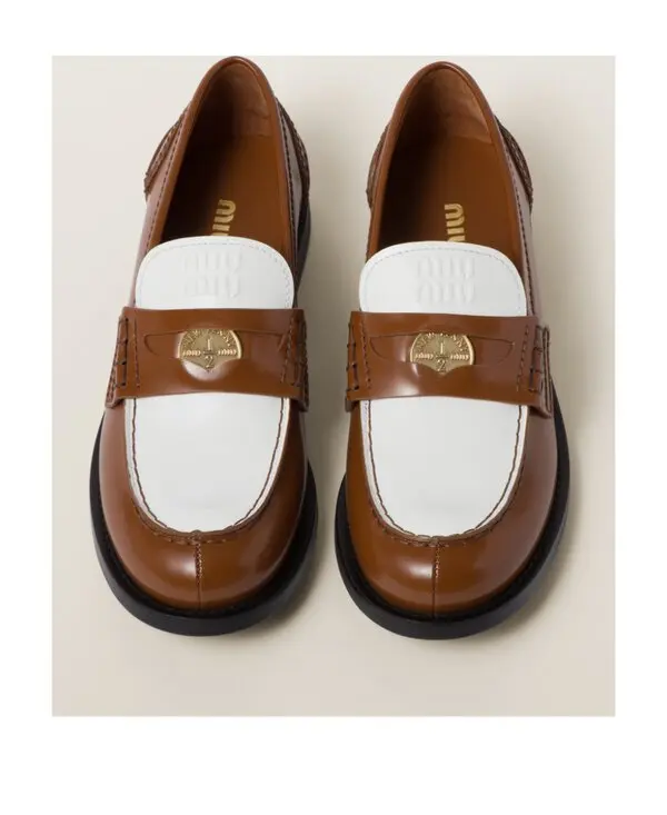 Miu Miu Leather Penny Loafers - Brown