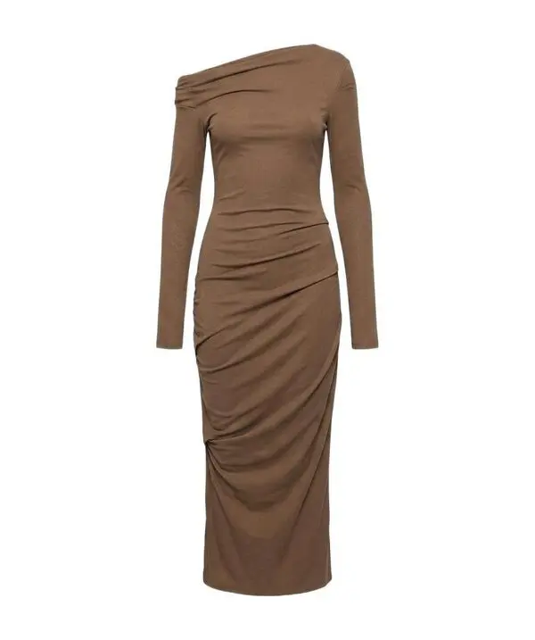 Paris Georgia Manahou One-shoulder Draped Dress - Brown