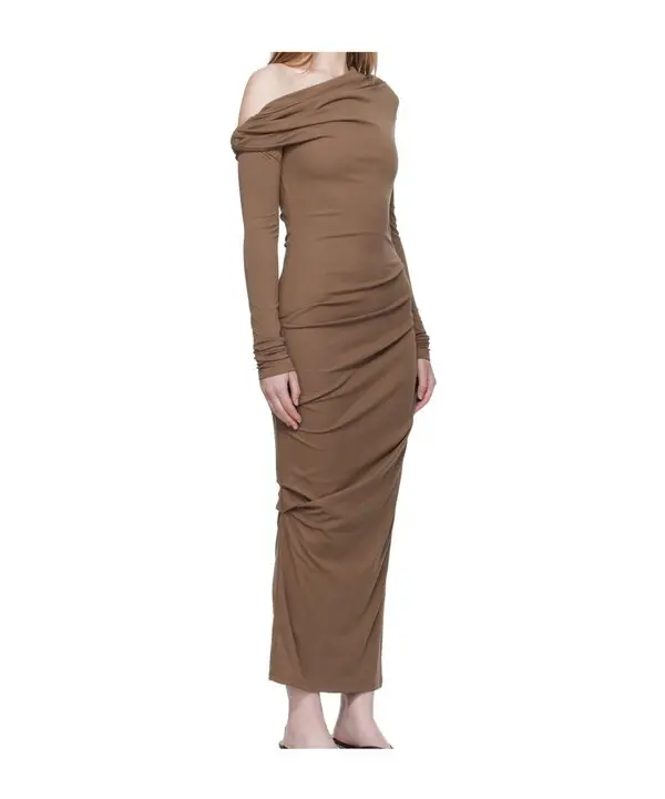 Paris Georgia Manahou One-shoulder Draped Maxi Dress