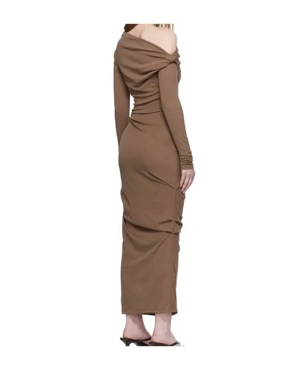 Paris Georgia Manahou One-shoulder Draped Maxi Dress