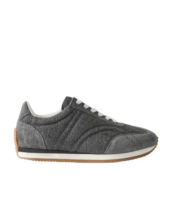 TOTEME Round Toe Lace-up Sneakers With Perforated Detailing - Black