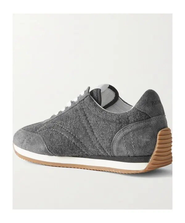 TOTEME Round Toe Lace-up Sneakers With Perforated Detailing - Black