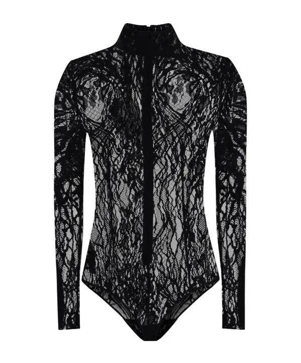 Balmain Long-sleeved Lace High-neck Bodysuit