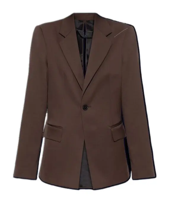 MAISON MARGIELA Cut-out Detailed Buttoned Blazer - Brown