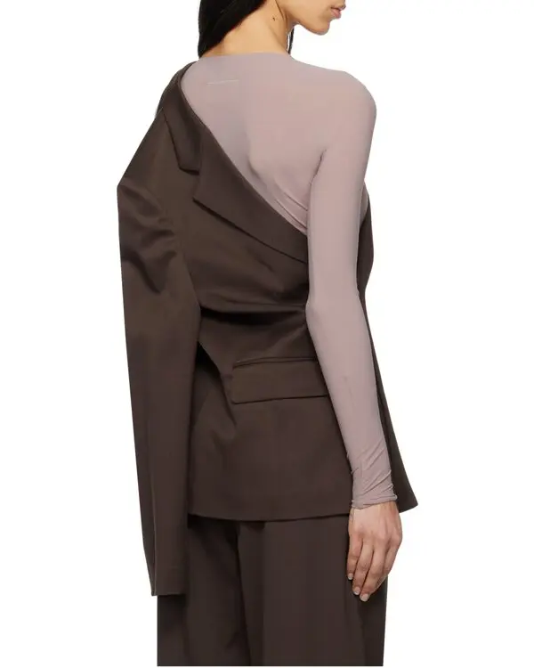 MAISON MARGIELA Cut-out Detailed Buttoned Blazer - Brown