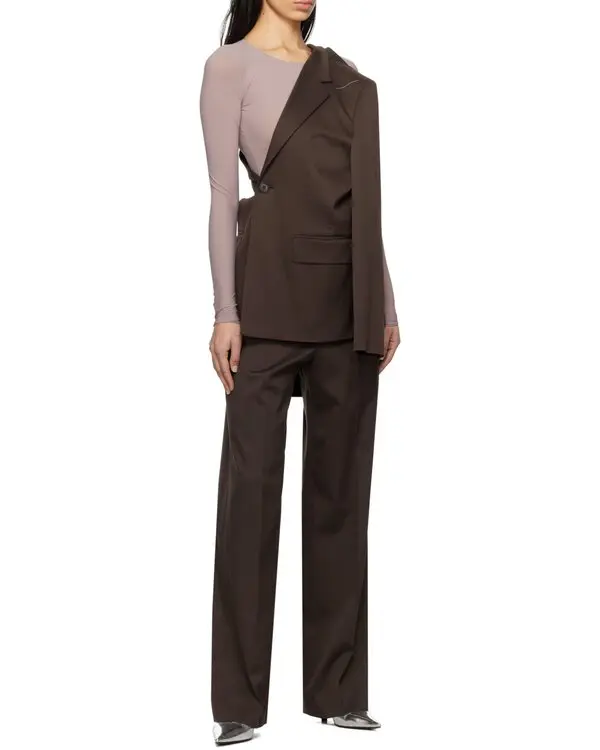 MAISON MARGIELA Cut-out Detailed Buttoned Blazer - Brown