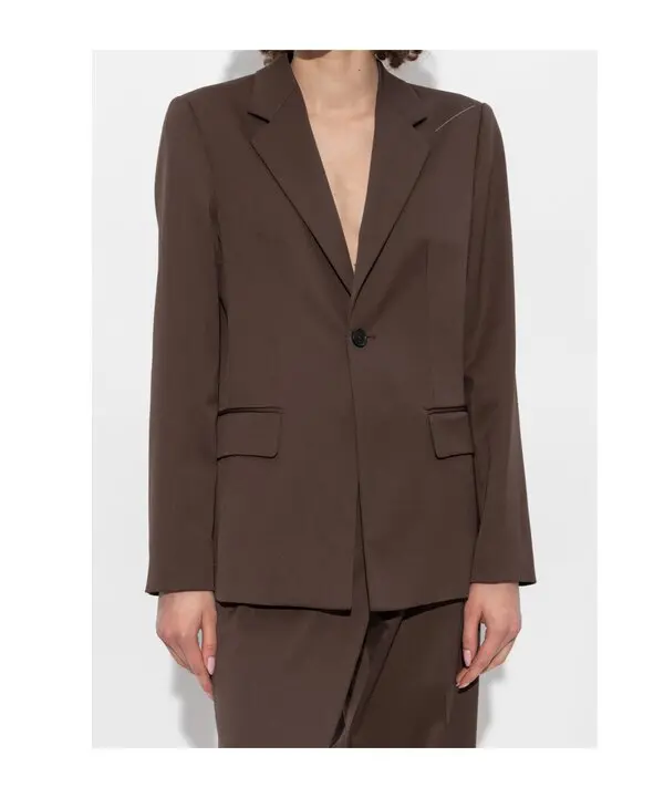 MAISON MARGIELA Cut-out Detailed Buttoned Blazer - Brown