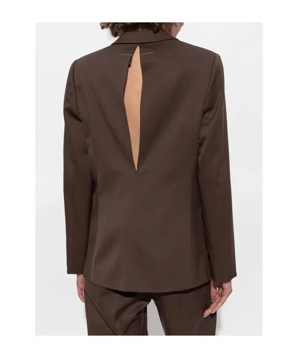 MAISON MARGIELA Cut-out Detailed Buttoned Blazer - Brown