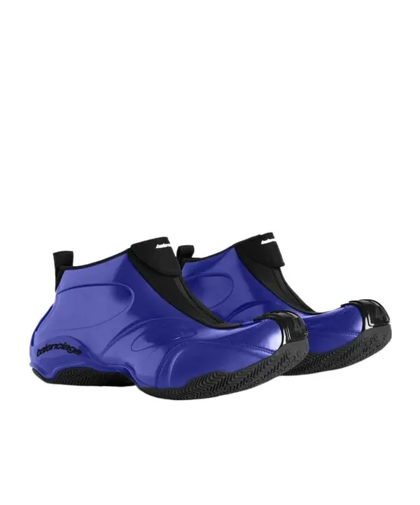 Balenciaga Basketball Zip Detailed Sneakers - Metallic Blue