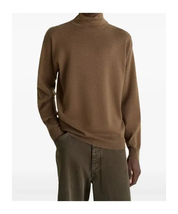 LEMAIRE Crew Neck Wool Sweater - Brown