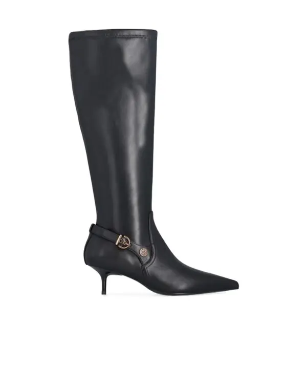 Pinko Buckled Pointed Toe High Boots - Black