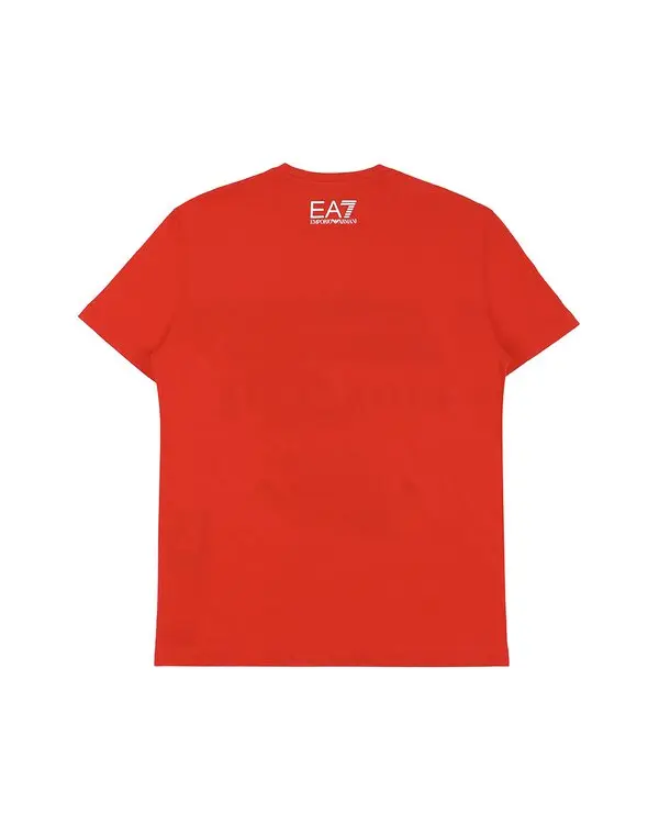 EA7 Logo T-shirt With Round Neck - Red