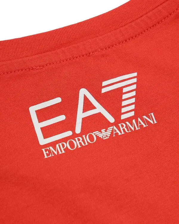 EA7 Logo T-shirt With Round Neck - Red