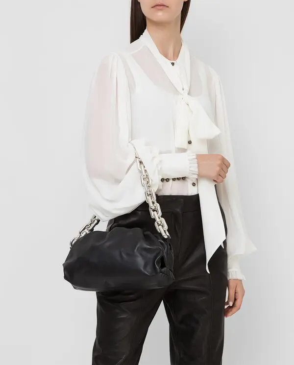 Bottega Veneta Chain-trimmed Leather Shoulder Bag - Black